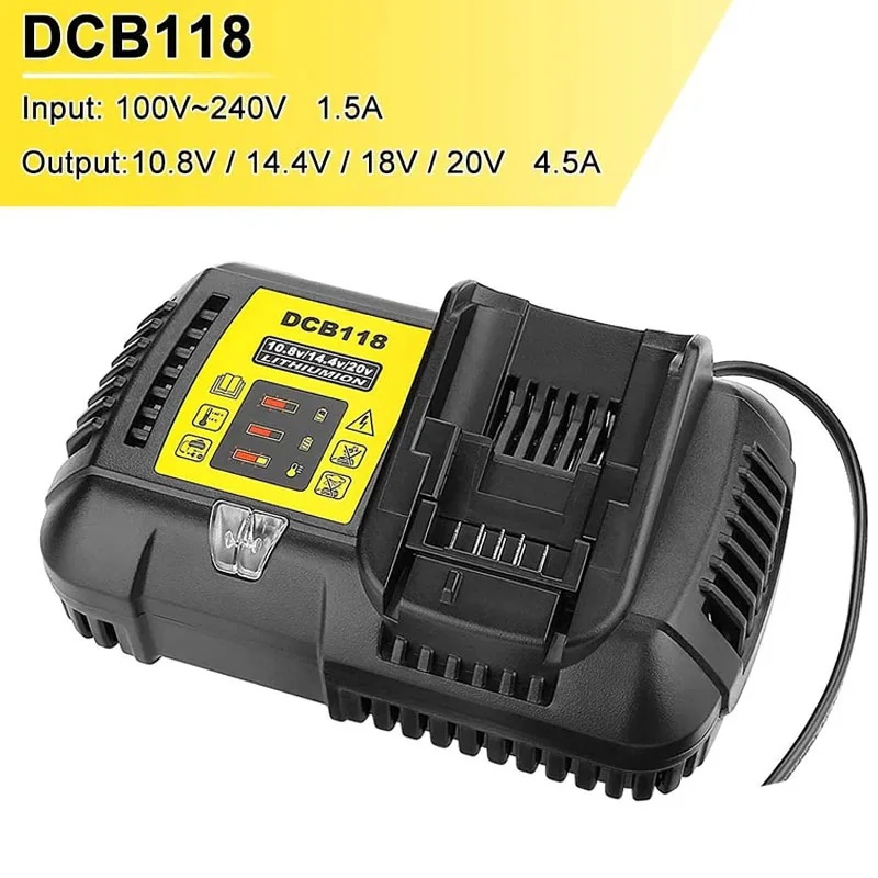 DCB118 DCB112 Li-ion Battery Charger 4.5A For Dwalt 10.8V 12V 14.4V 18V ...