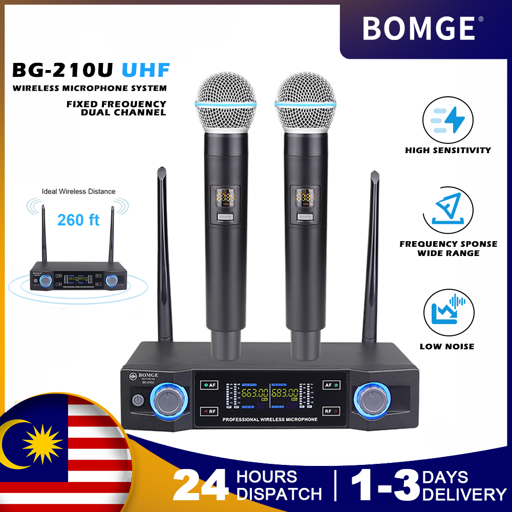 BOMGE UHF Wireless Microphone,Dual Professional Cordless Dynamic Handheld Mic KTV Singing ...