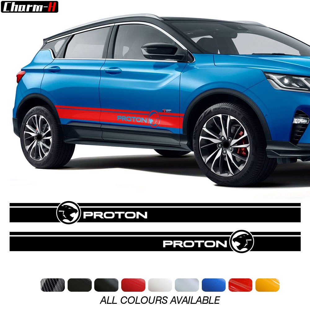 2pcs Car Door Side Skirt Racing Stripes Reflective Vinyl Decal Stickers ...