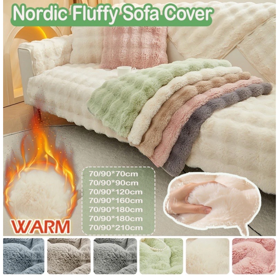 Fluffy Sofa Cover Cotton Slipcover Cushion Cover backrest armrest Mat ...