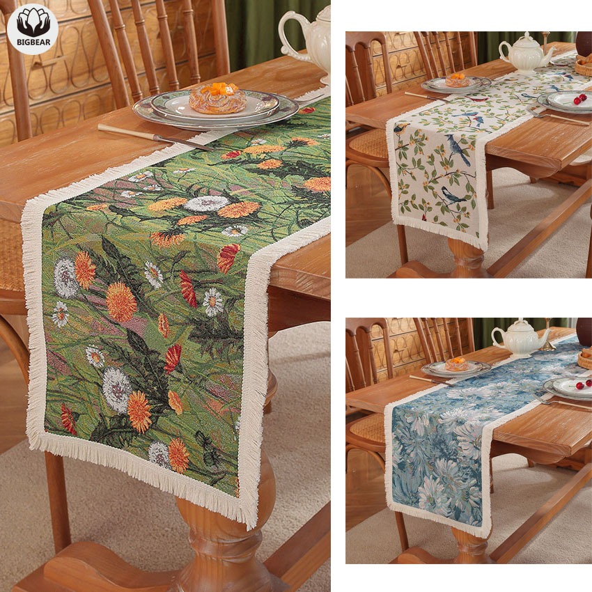 American Retro Table Runner Cloth 4 6 8 10 Seaters Cotton Linen ...