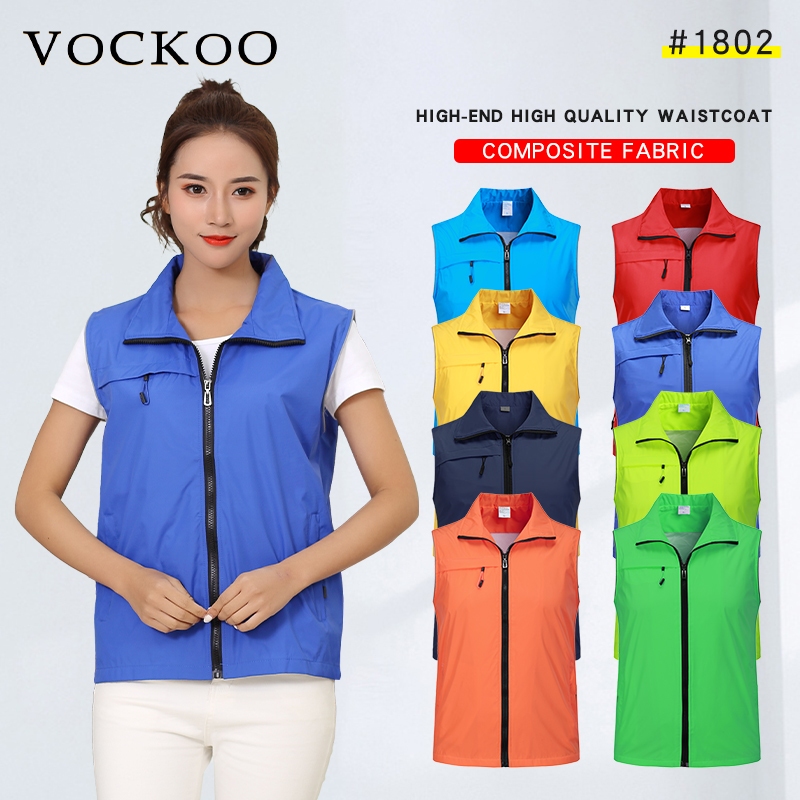 Vockoo#Multi-pocket double compound reflective breathable mesh vest ...
