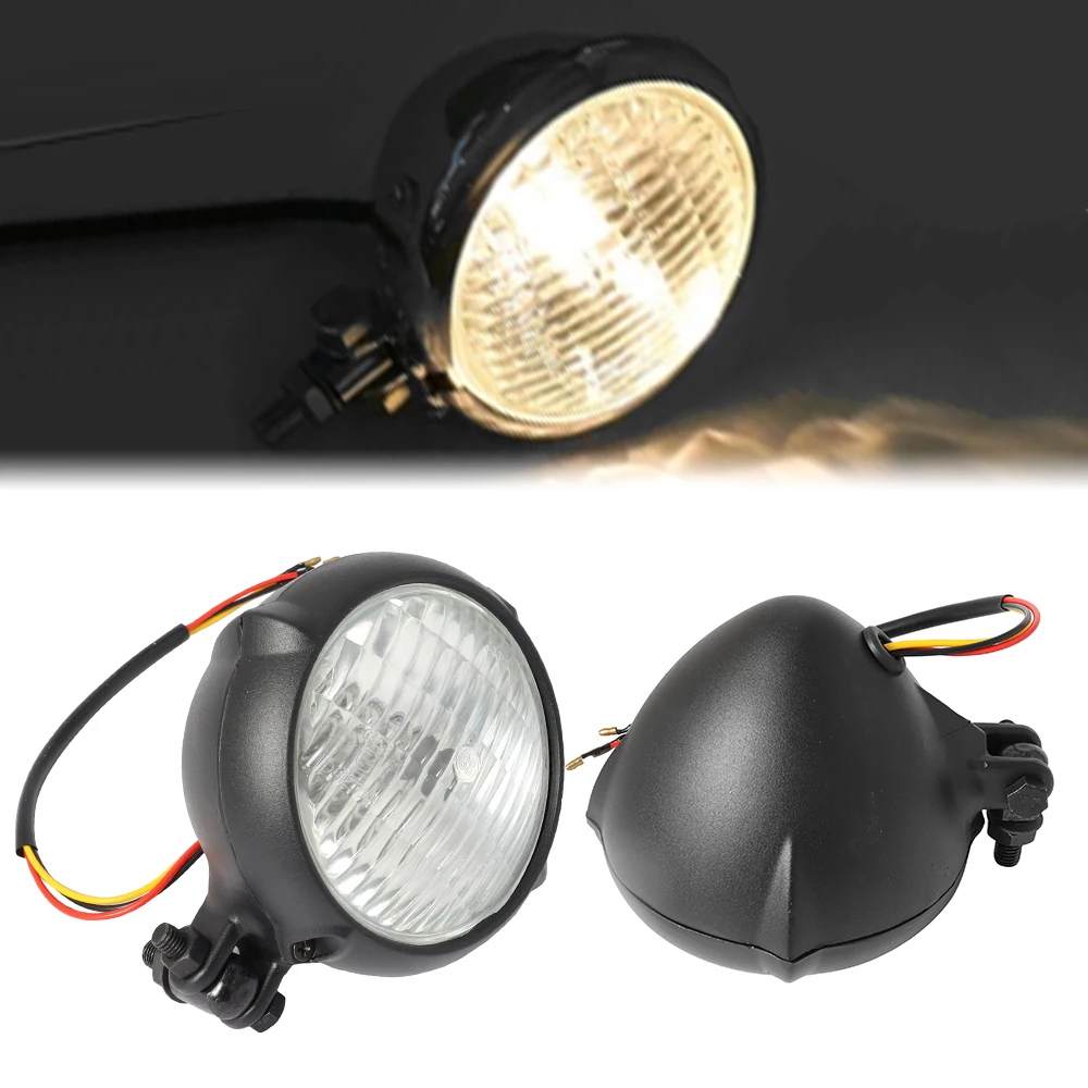 4 Inch Round Motorcycle Headlight Headlamp Amber Lights with Clear Lens ...