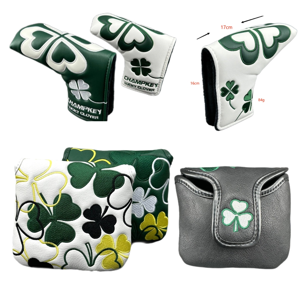 High-end Soft Leather Golf Club Cover Clover Square Putter Cover Golf ...