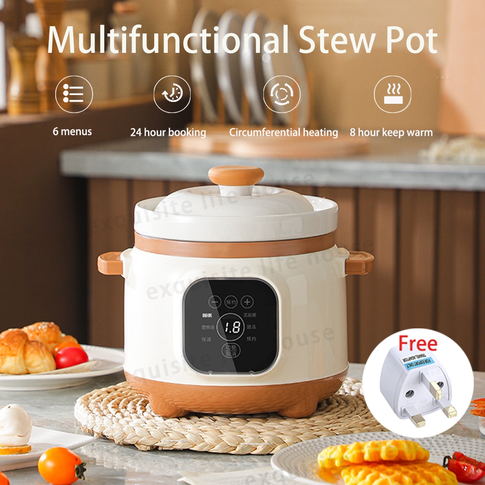 【Ready Stock】Electric Slow Cooker 1.8L/3.8L Automatic Electric Stew Pot ...