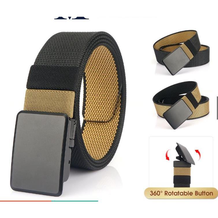 Men Belt Quick Release Buckle Belt Rotating Buckle Nylon Waistband ...