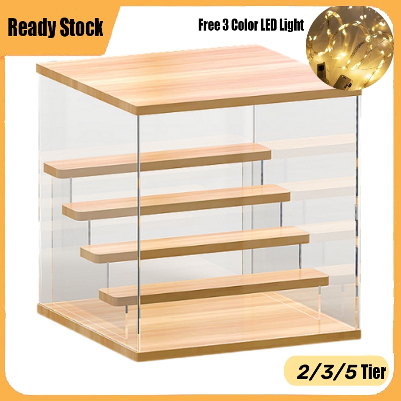 Transparent Acrylic Display Box With 3 Color LED Light Display Case ...