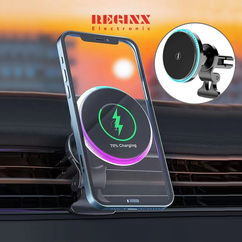 15W Car Magnetic Wireless Charger Phone Holder Stand Induction Fast ...