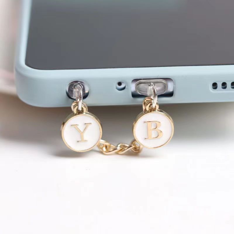 Letter anti dust plug phone charm accessories android iphone type c ...