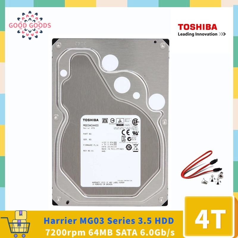 Toshiba Harrier（MG03ACA400）4TB HDD 7200 RPM 64MB Cache SATA 6Gb/s 3.5 ...