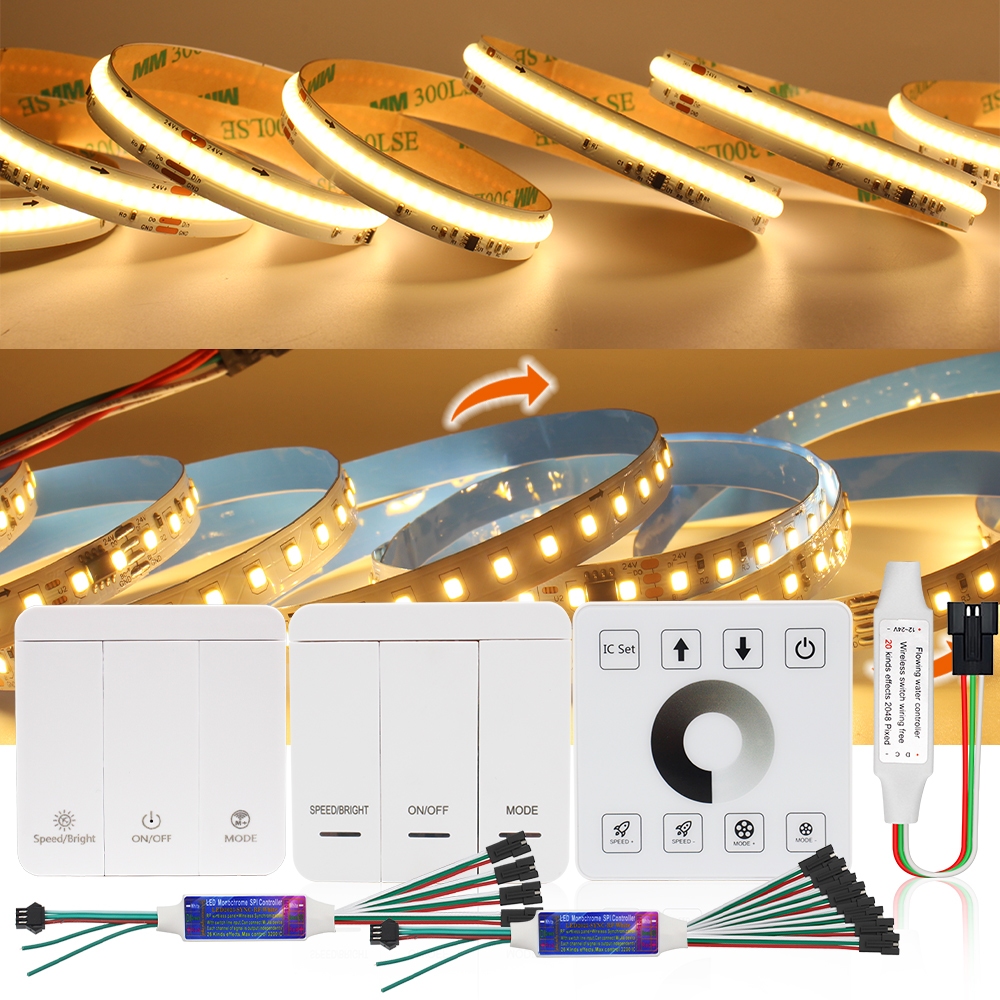 WS2811 COB Horse race Running water Led Strip 24V 360LEDs/M SMD 120LEDs ...