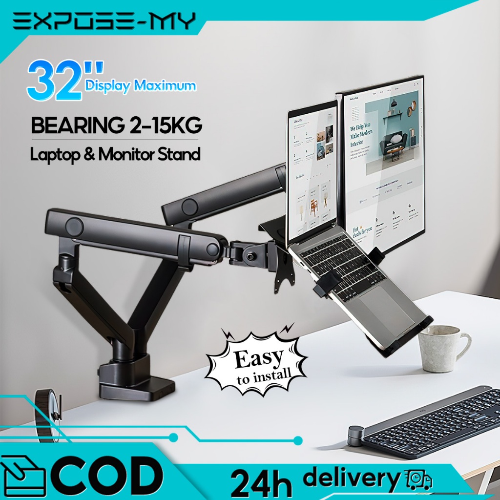 EXPOSE Multi-Direction Dual Arms Monitor Stand Laptop Stand With Tray ...