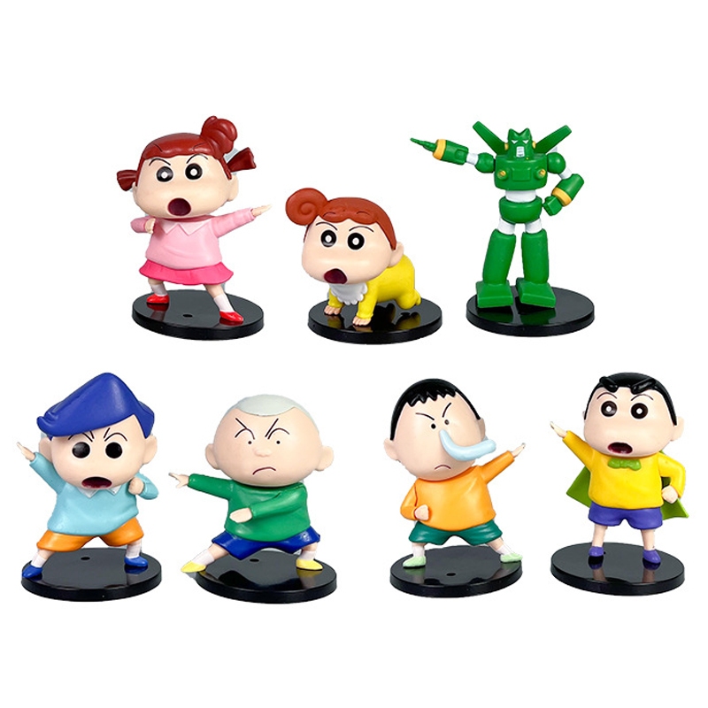 7Pcs/Set Crayon Shin-chan Anime Figure Nohara Shinnosuke Gundam Nohara ...