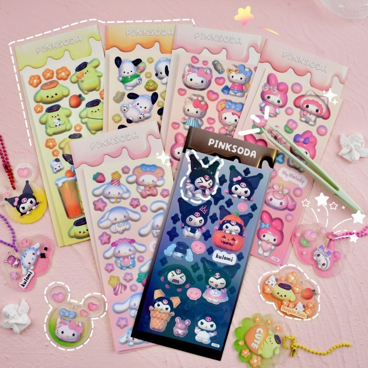 Sanrio kuromi Guka Laser stickers cute Pacha dog stickers cinnamoroll ...