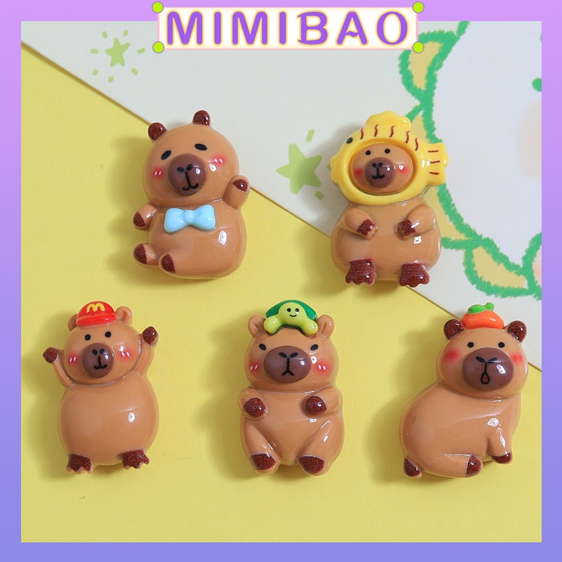 Kapibara Series Cartoon Little Turtle Capybara Cute Bow Capybara Resin ...