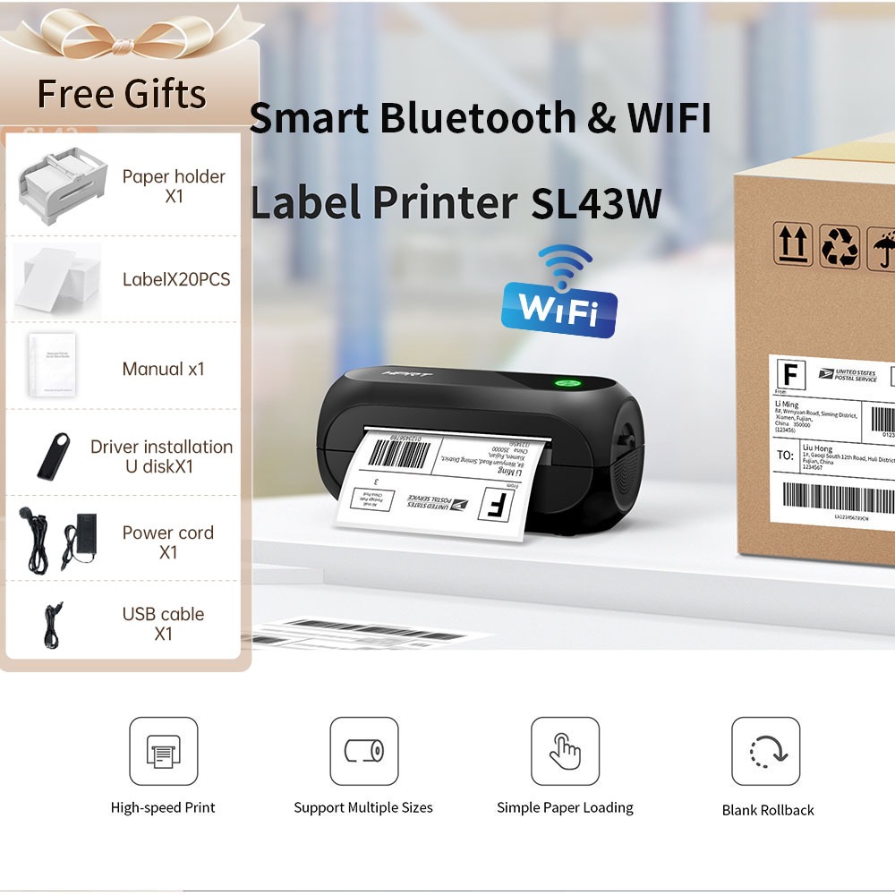 HPRT SL43W Thermal Printer A6 Waybill Printer Wireless Bluetooth Label ...