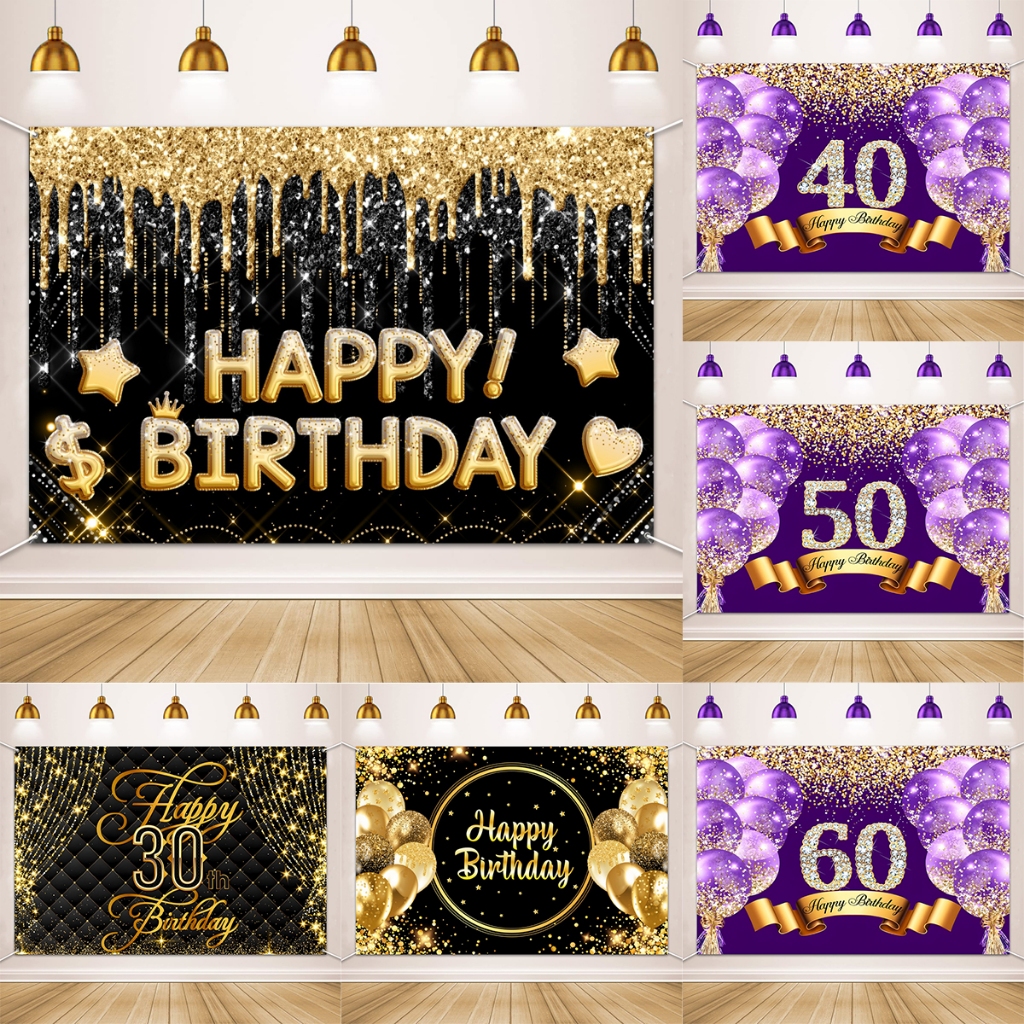 100*150cm Happy 30th 40th 50th Birthday Background Cloth Happy Birthday ...