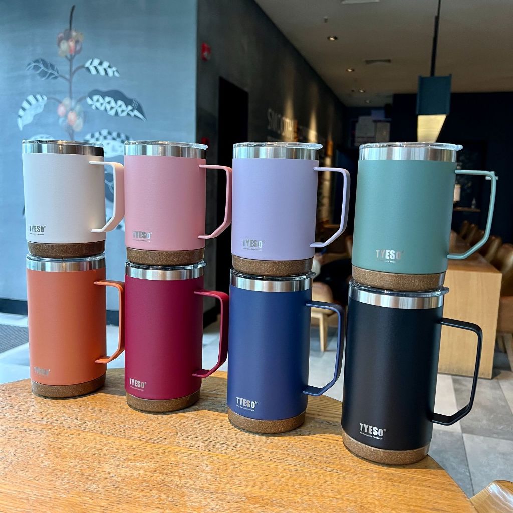 Tyeso Coffee Mug with Cover Milktea Cup Insulated Tumbler Cold and ...