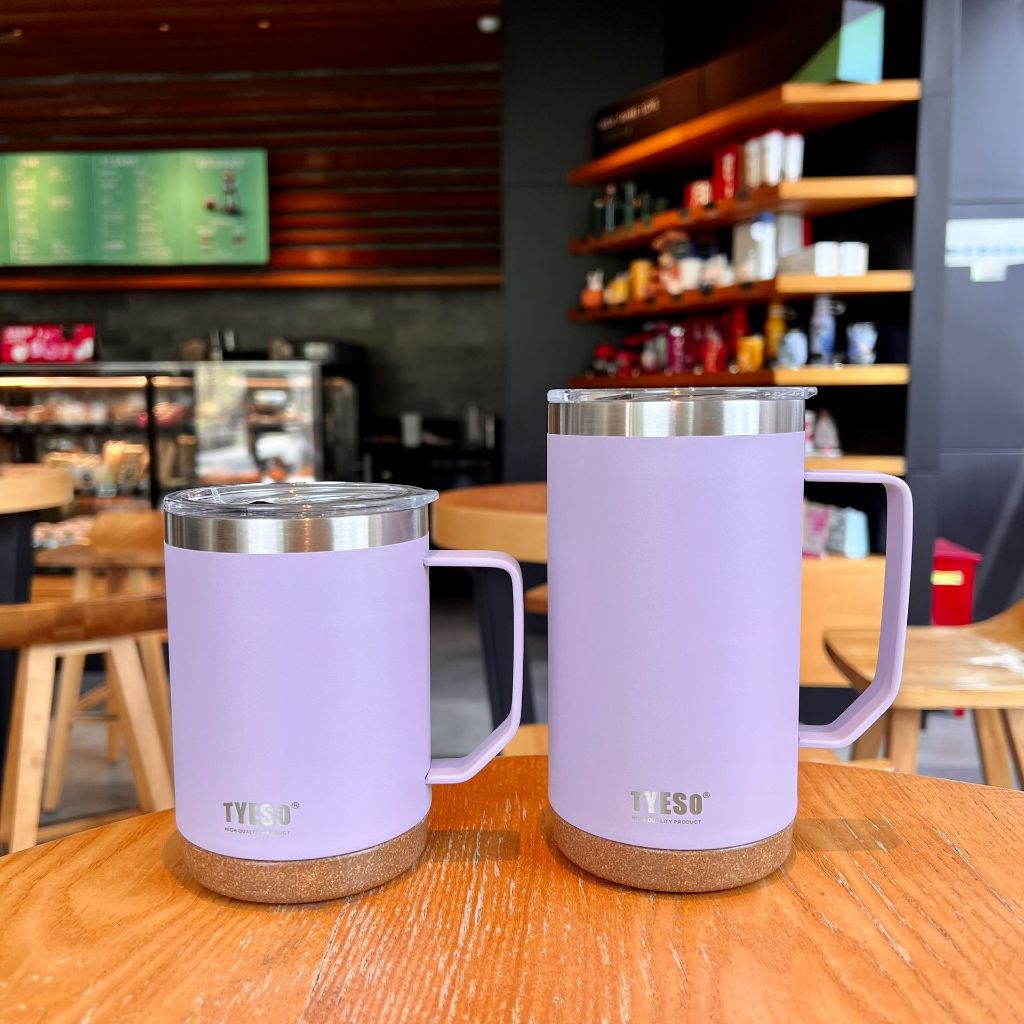 Tyeso Coffee Mug with Cover Milktea Cup Insulated Tumbler Cold and ...