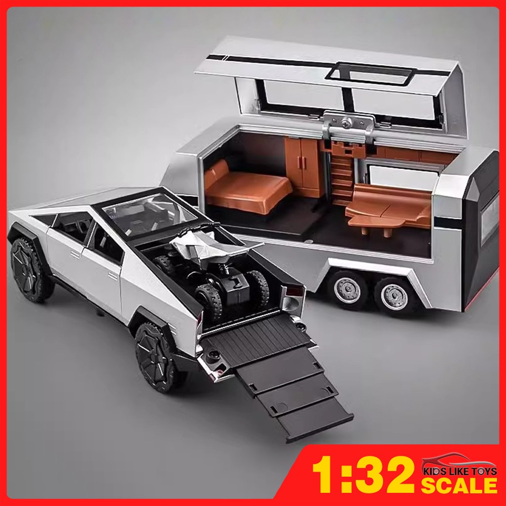 KLT 1:32 Tesla Cybertruck Pickup RV Metal Alloy Toys Car Model Diecast ...