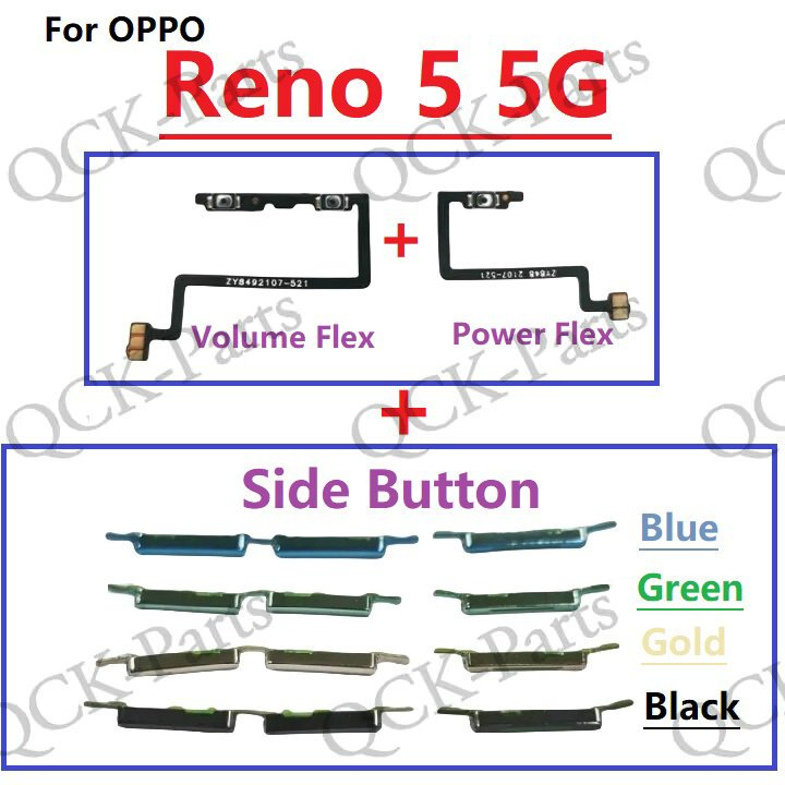 For OPPO Reno 5 5G Power Volume Out Side Key button Flex Cable On Off ...