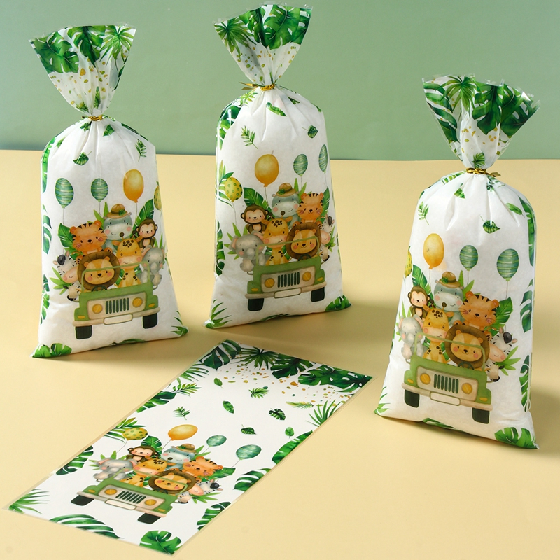 【Local】25/50pcs Jungle Safari Candy Bags Animal Theme Plastic Bags ...