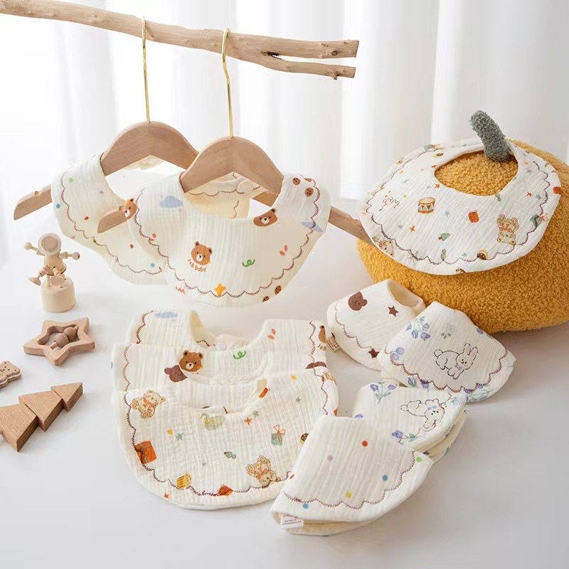 Pure Cotton Baby Bibs Newborn Saliva Towel Baby's Milk Overflow Care ...