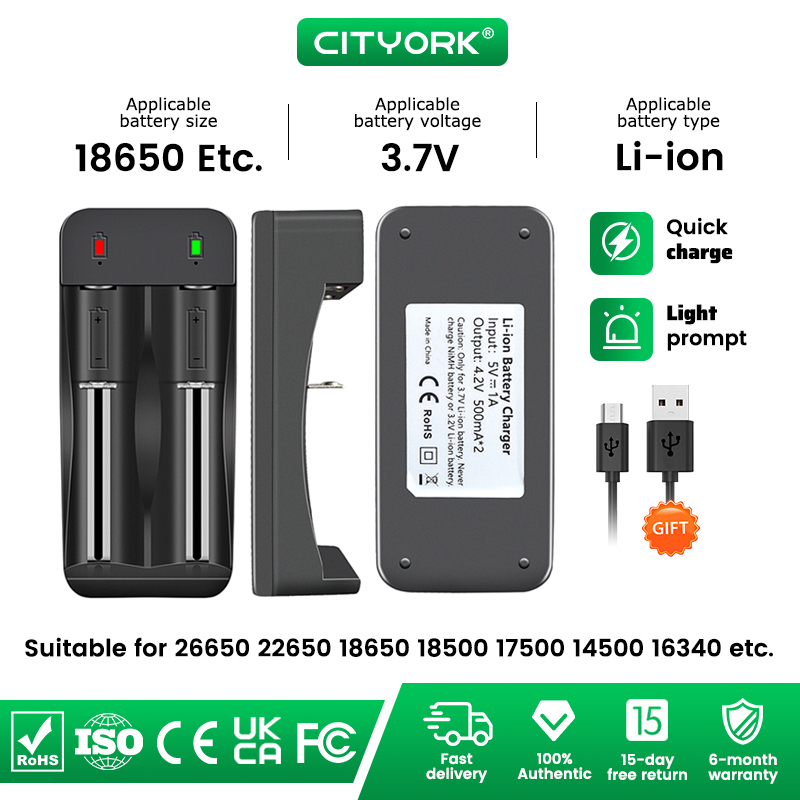Cityork USB 18650 Lithium Fast Charger 1/2 Slots Lipo Li-ion ...