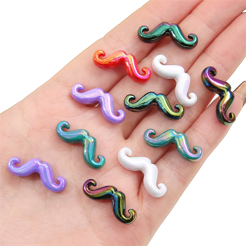 10pcs/bag Acrylic Mapei Color Plated Beads Mustache For DIY Necklace ...