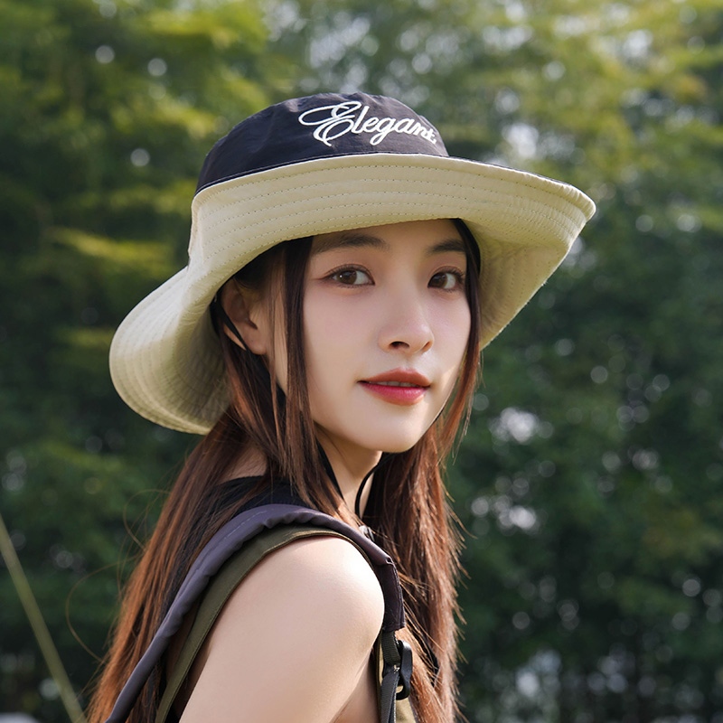 New Cowboy Hat Sun Hat Female Retro Japanese Bucket Hat Big Brim Hiking ...
