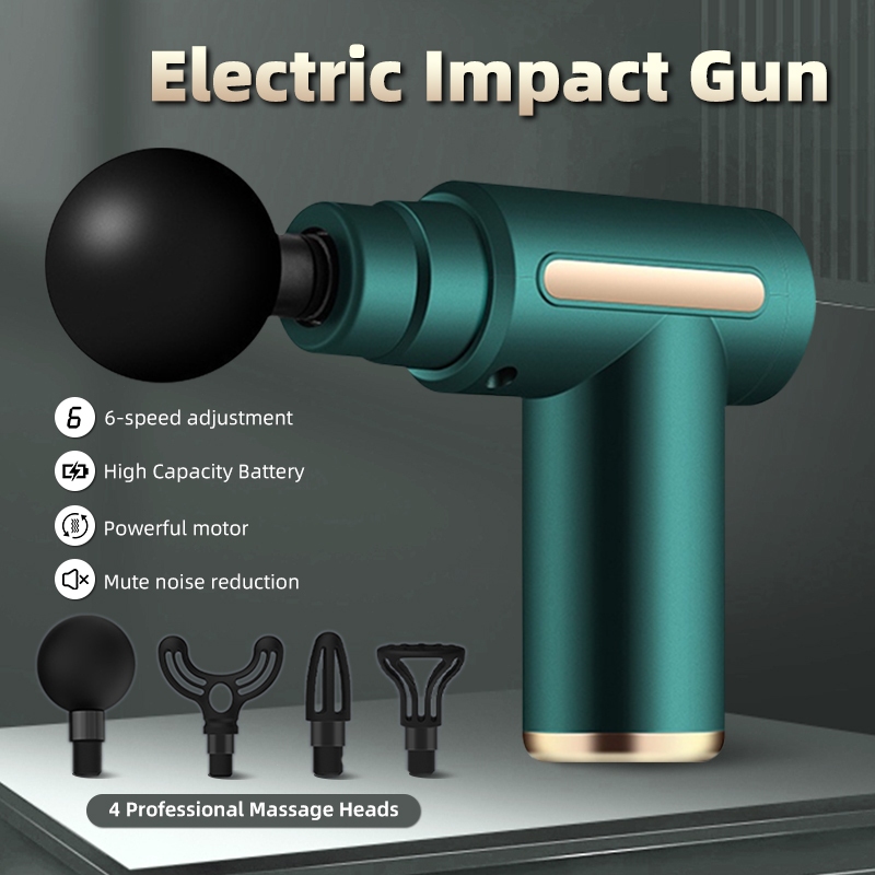 Massage Gun Fascial Vibration High Frequency Portable 4 Aluminum Heads ...