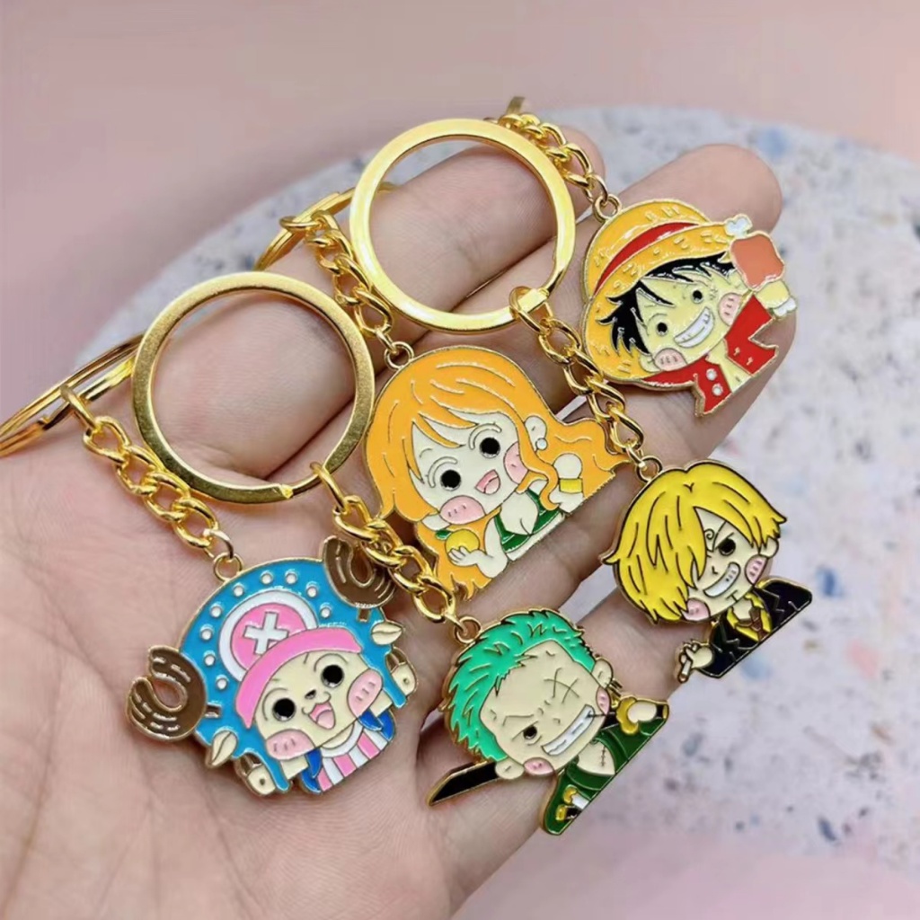 Metal Cute Anime One Piece Luffy Keychain Pendant Bag Accessories Key ...