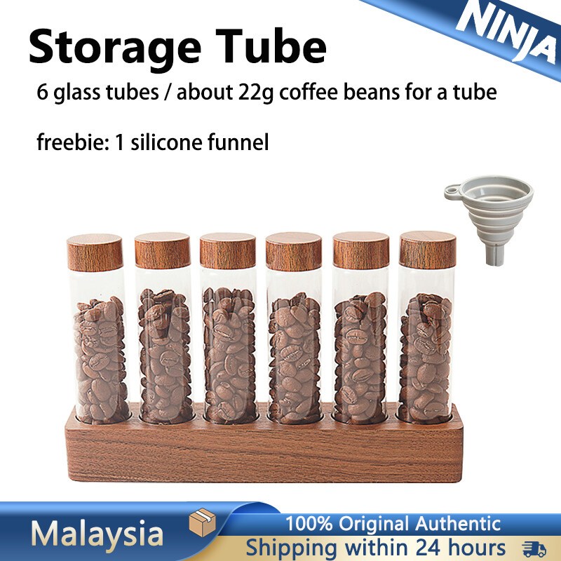 Coffee Bean Display Rack with 6/12 Sealed Tube Bottle Walnut Wood ...