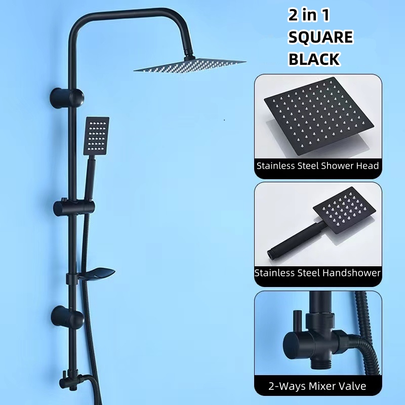 3in1 Shower Set Black Oxide Coated Round Rain Shower Bathroom Faucet ...