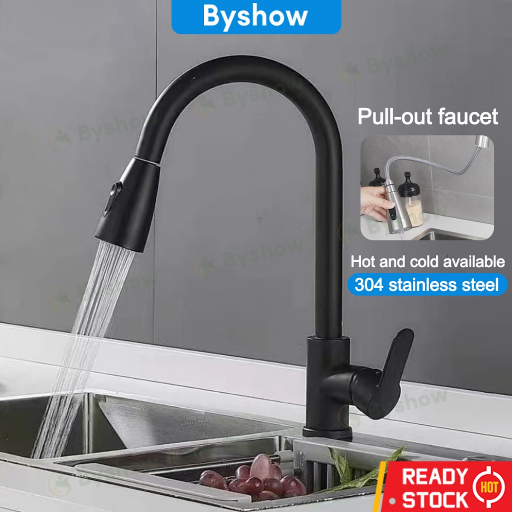 【Byshow】Malaysia In Stock 304 stainless steel pull out faucet Kitchen ...