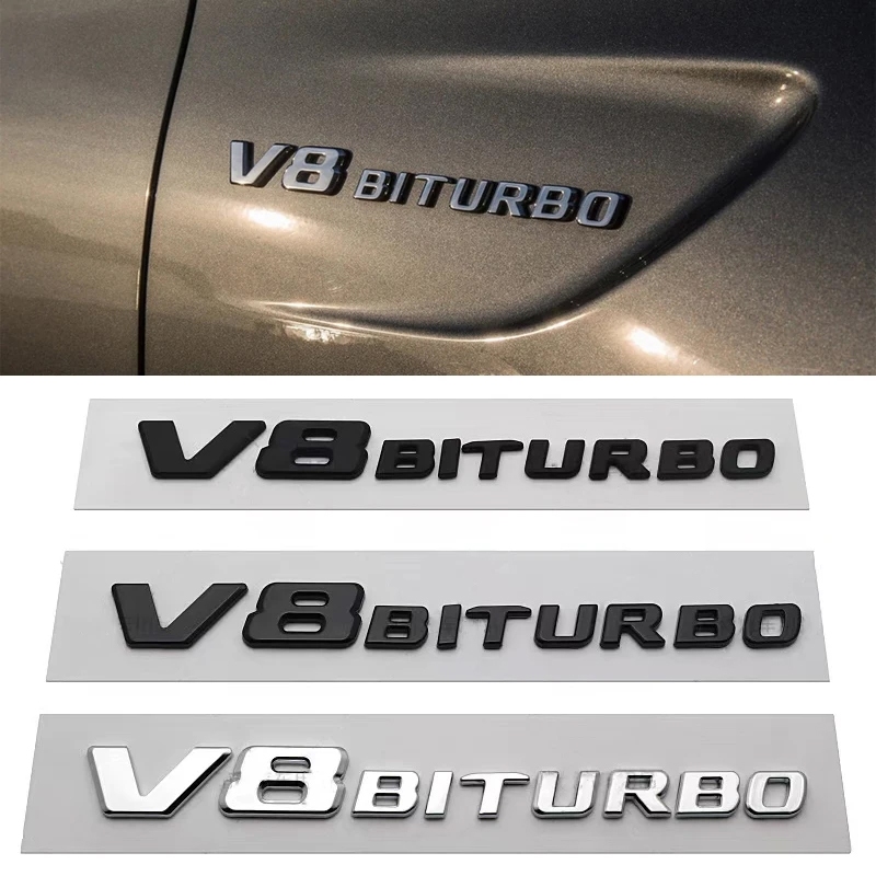 V8 BITURBO Letter Logo Sticker For BMW Audi Maserati Mercedes Benz AMG ...
