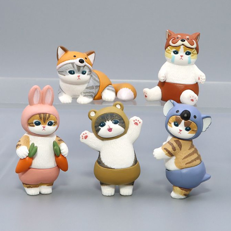5Pcs/Set 5-6cm Mofusand Cartoon Anime Shark Cat Rabbit Cat Carrot Koala ...