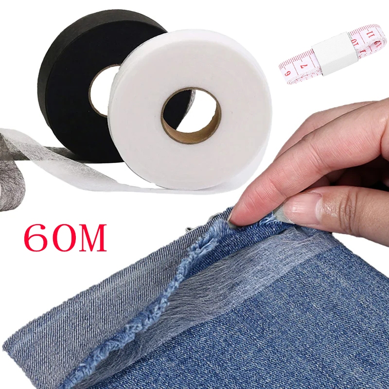 60M Pants Hem Tape Self-Adhesive Edge Shorten Paste Tape DIY Jean Clothes Length Shorten Tools ...