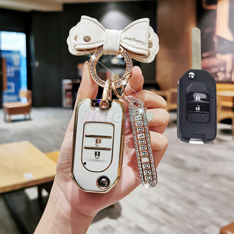 [Flip Key] 2 Buttons Honda Car Key Cover Folding Case For CITY HRV BRV ...