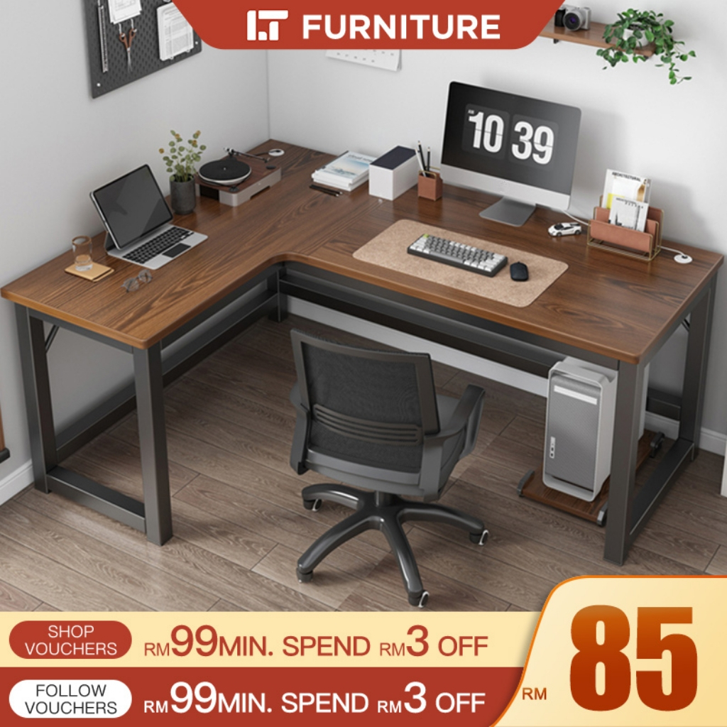 Office Table 180CM L Shape Table Carbon Fiber Computer Table with CPU ...