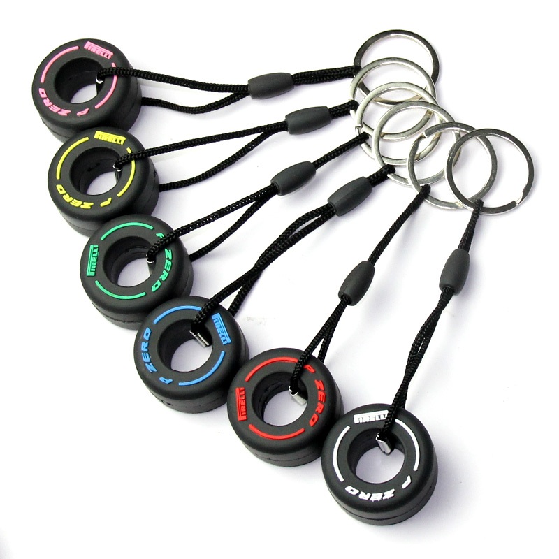 Soft F1 Racing Rubber Tire Keychain Cute Creative Tire Key Pendant Car ...