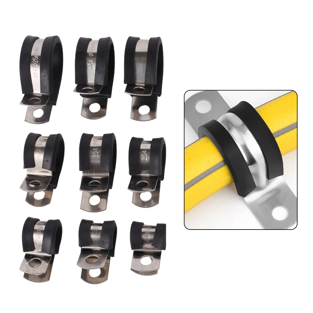 3Pcs Rubber Lined Clips 6-25mm R-type Wiring Hose Clamp Cable Mounting ...