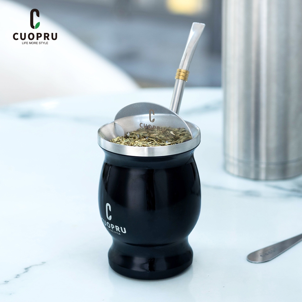 Cuopru Yerba Mate Cup Set 8oz Argentine Style with Bombilla(Straw), Tea ...