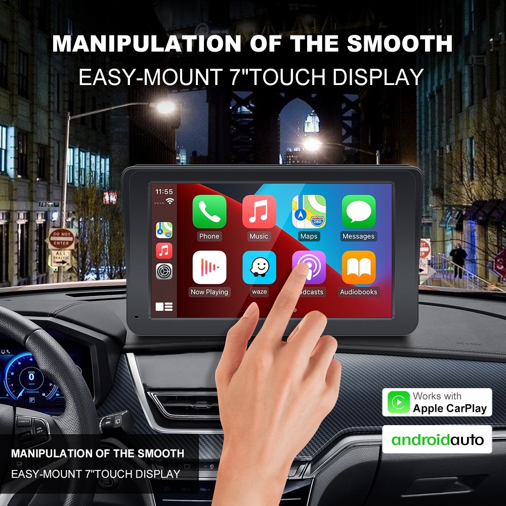 Portable 7 Inch Ips screen with wireless CarPlay and Android Auto ...
