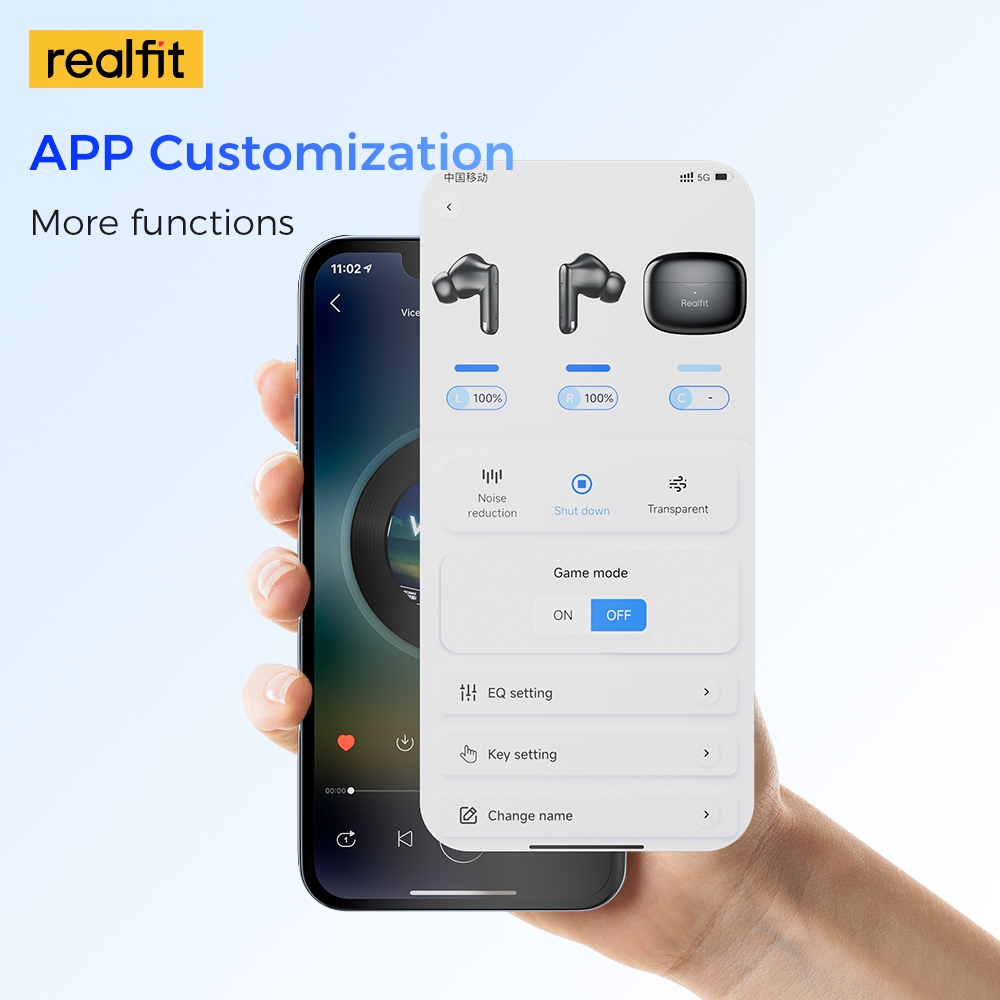 Realfit F3 ANC Bluetooth Earphone -38dB Noise Cancelling Tws Earbuds ...