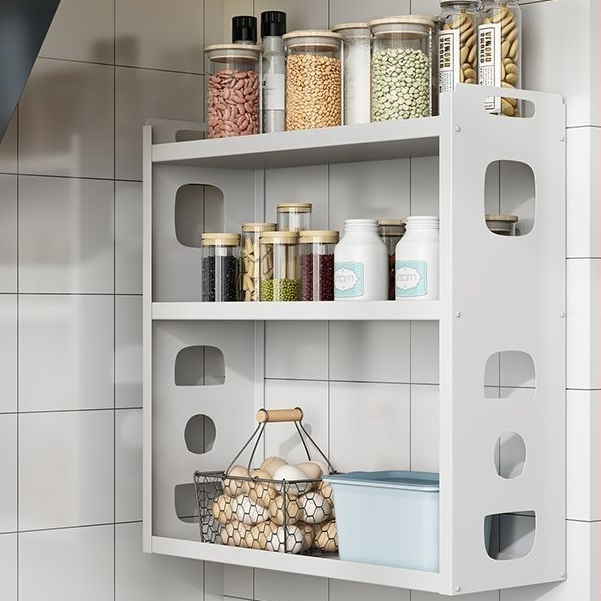 Kitchen Shelf Wall-Mounted Perforation-Free Multi-Layer Seasoning Rack ...
