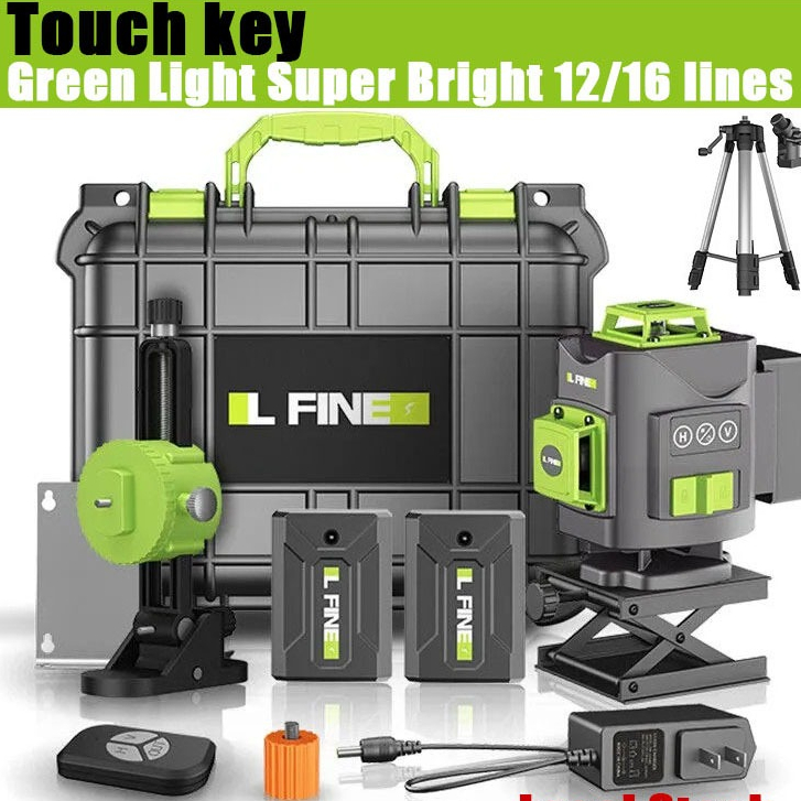 12 / 16 Line Laser Level Green Light Self-Leveling 360° Rotary Cross 3D ...