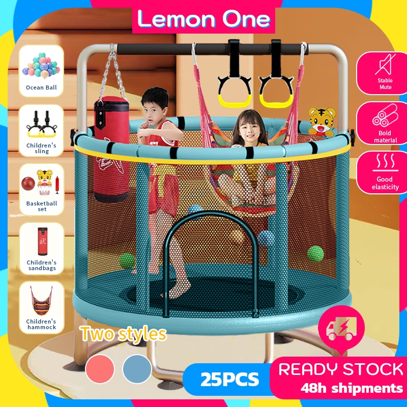 【FAST DELIVERY】1.4M Kids trampoline indoor playground equipment Safety ...