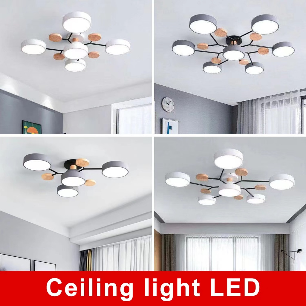 Ready Stock 3 Colors Nordic LED Ceiling Light modern chandelier lamp ...