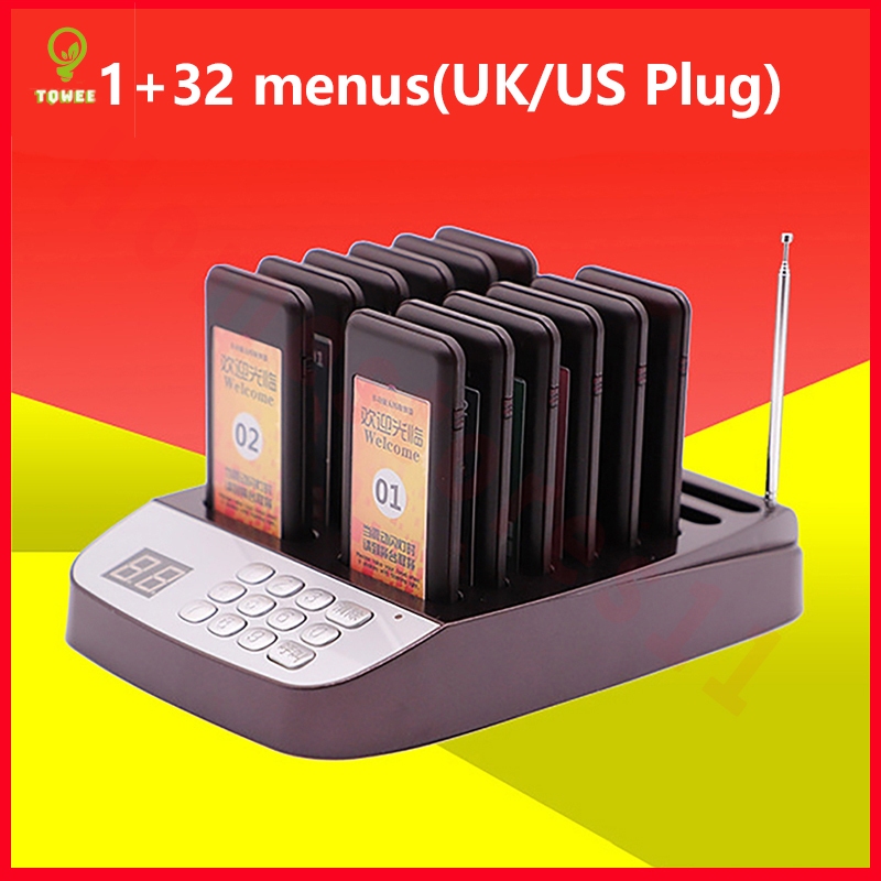 ZC 220V Wireless Queuing Paging System 1 Drag 8/16 Receiver Vibrating ...